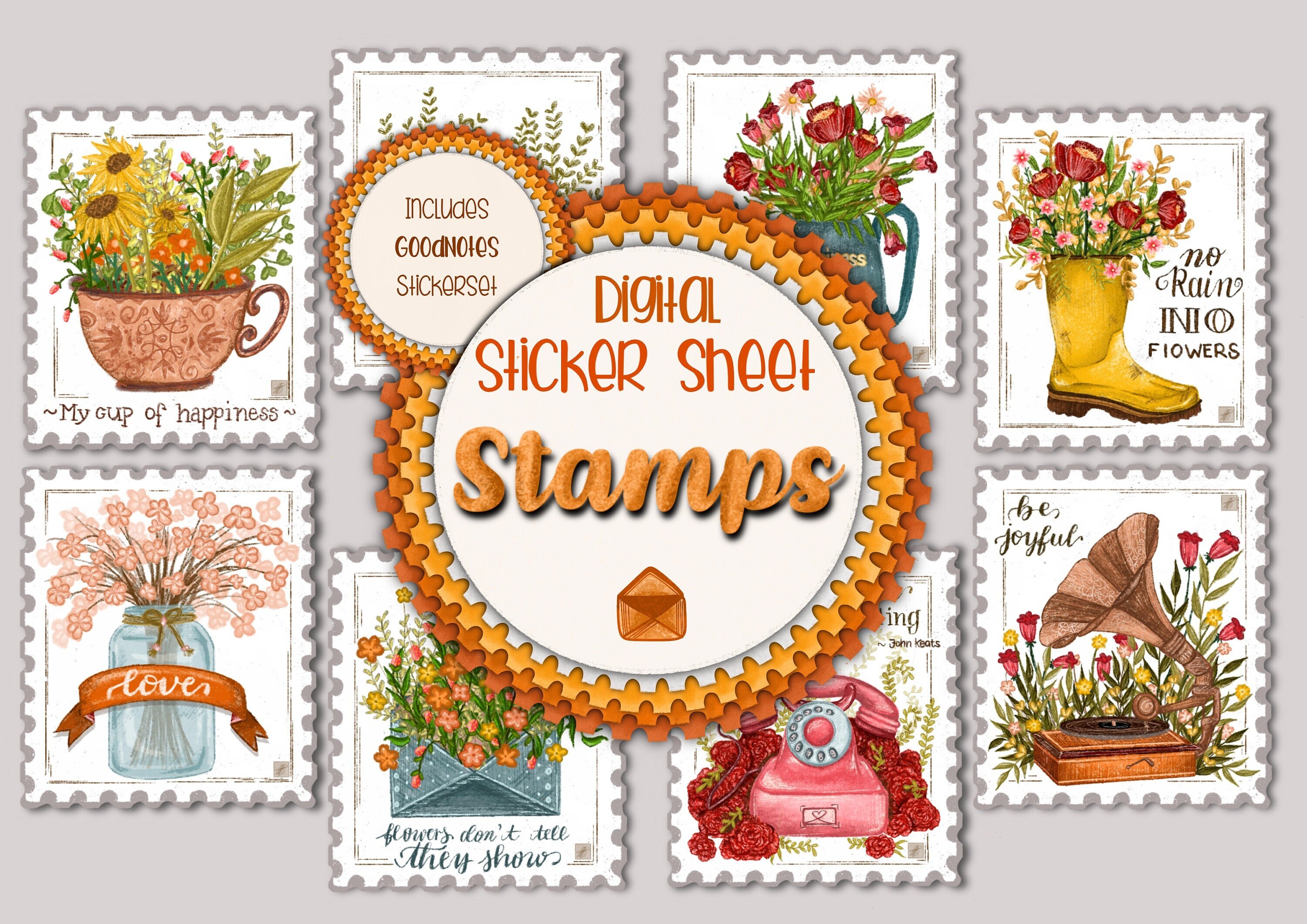 8 Digital Sticker Stamps | Goodnotes | Fall | Download | Digital ...