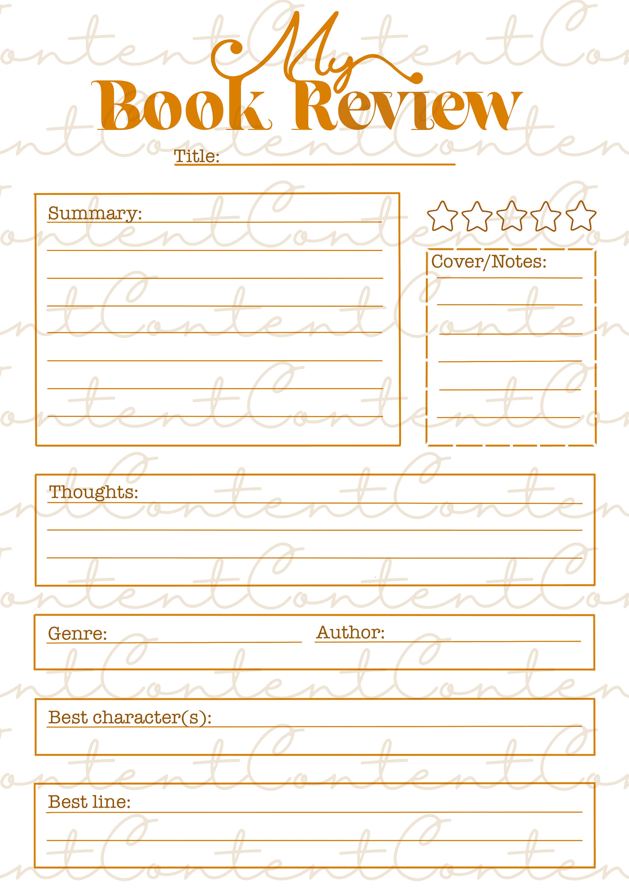 Book Review to Download | Printable | Reading | Review Template | Book ...