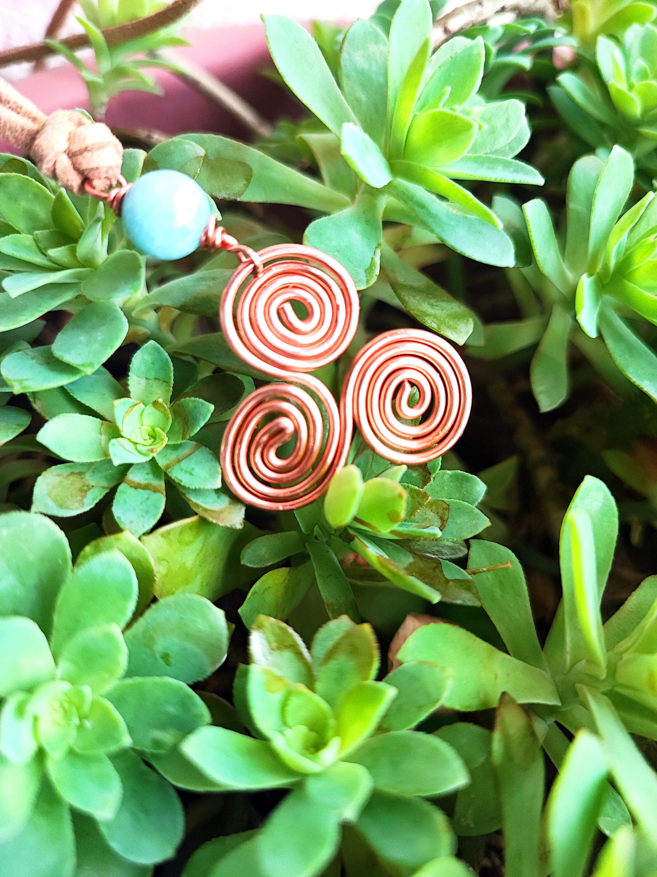 Angelite Stone, Copper Heddeka, Triskelion 333mhz Cubit Necklace - Etsy