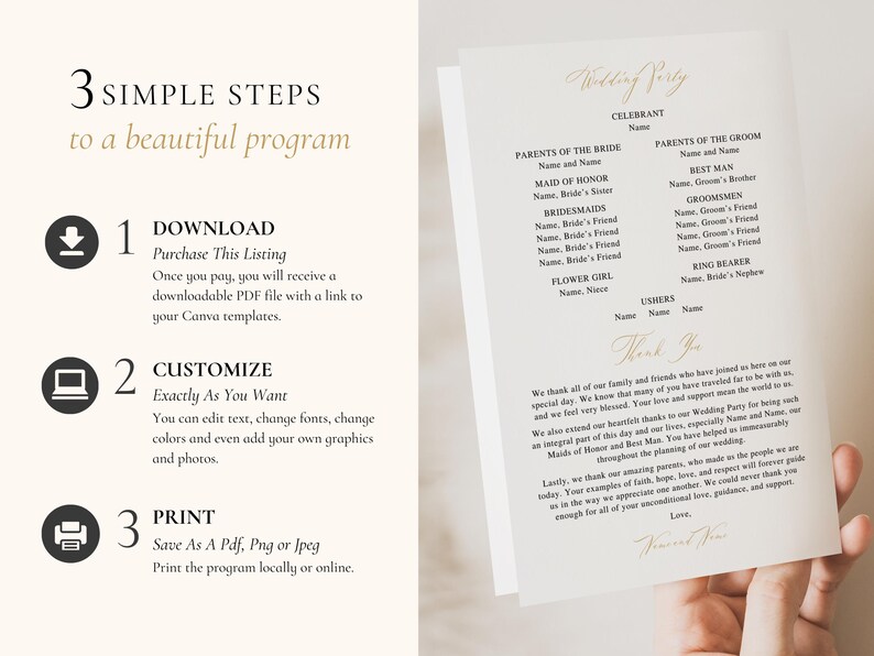 Catholic Wedding Program Template | Nuptial Mass | Fully Editable ...