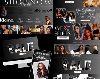 DIY Hair Website Banner Kit Shopify & Wix Hair or Wig Boutique Store ...