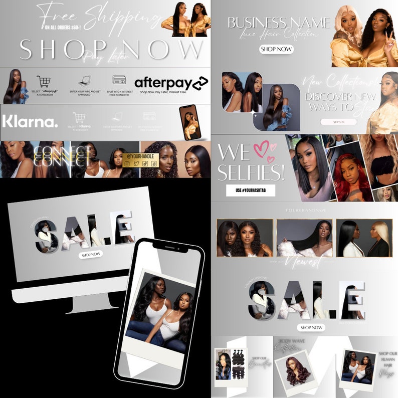 DIY Hair Website Banner Kit Shopify & Wix Hair or Wig Boutique Store ...