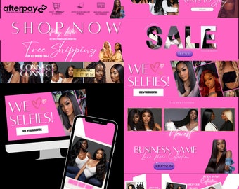 DIY Hair Website Banner Kit Shopify & Wix Hair or Wig Boutique Store ...