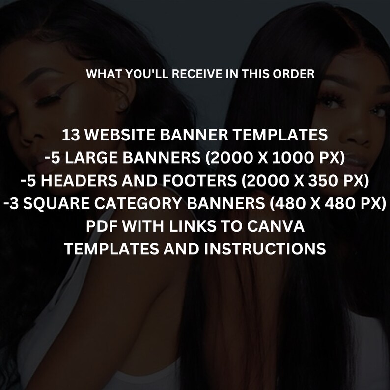 DIY Hair Website Banner Kit Shopify & Wix Hair or Wig Boutique Store ...