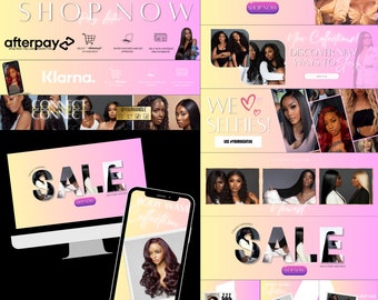 DIY Hair Website Banner Kit Shopify & Wix Hair or Wig Boutique Store ...