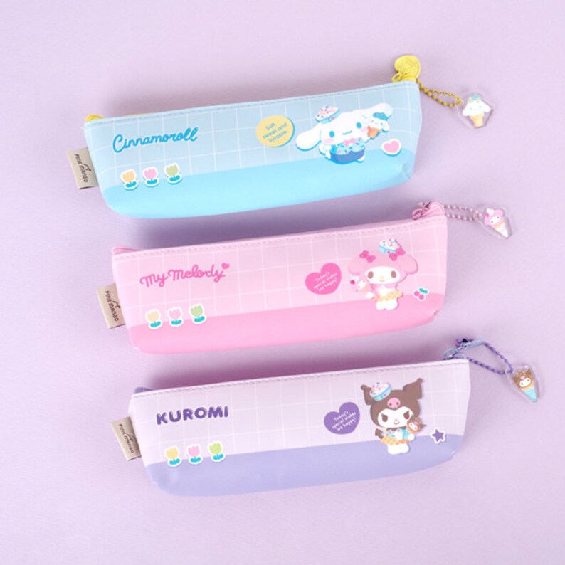 Sanrio Adorable Charaters Charm Pencil Case Pouch Kuromi, Cinnamoroll ...