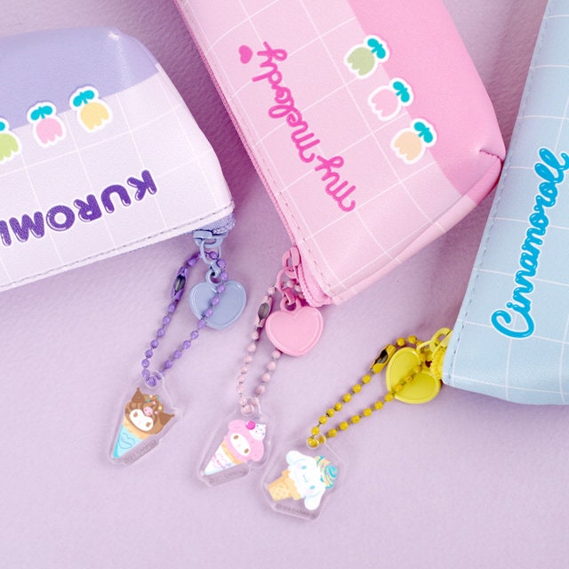 Sanrio Adorable Charaters Charm Pencil Case Pouch Kuromi, Cinnamoroll ...