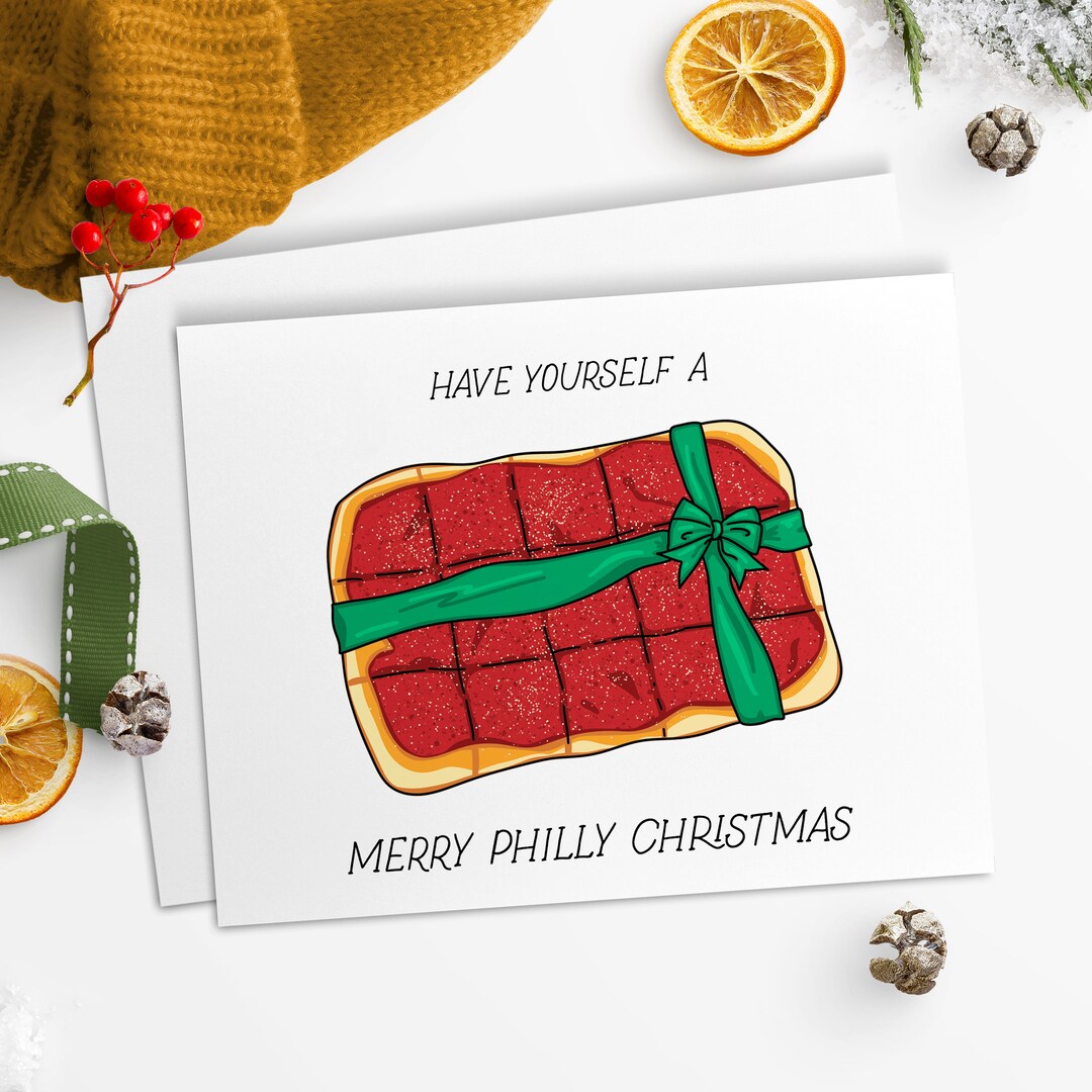 Philly Christmas Card Cheesesteak Santa Broad Street Funny Holiday Card ...