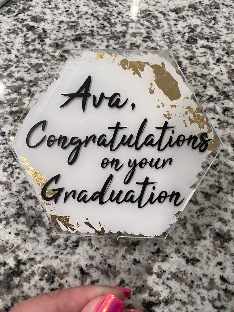 Graduation Cake Topper Acrylic Circle or Hexagon Toppers Made to Order ...