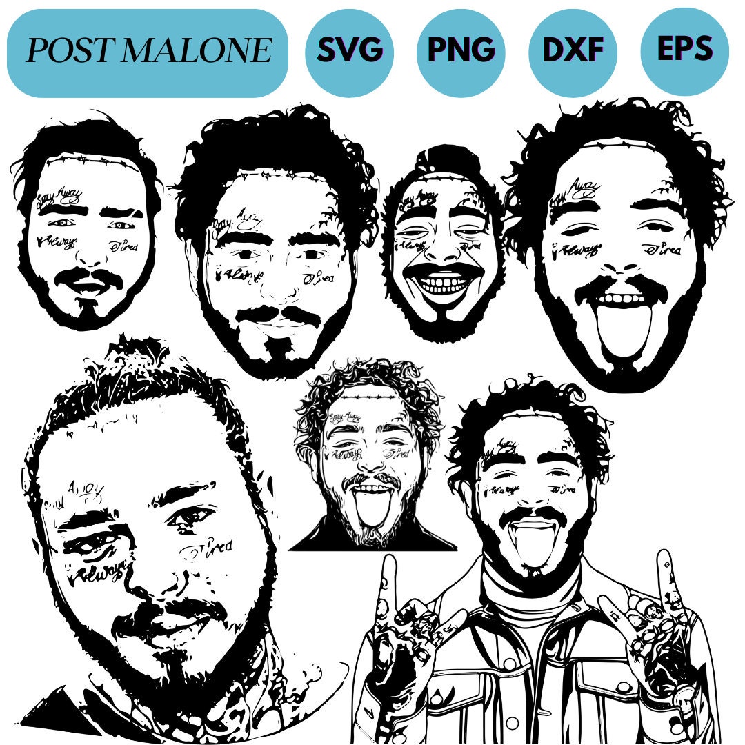 Post Malone Svg Bundle, Post Malone Png, Post Malone Clipart, Post ...
