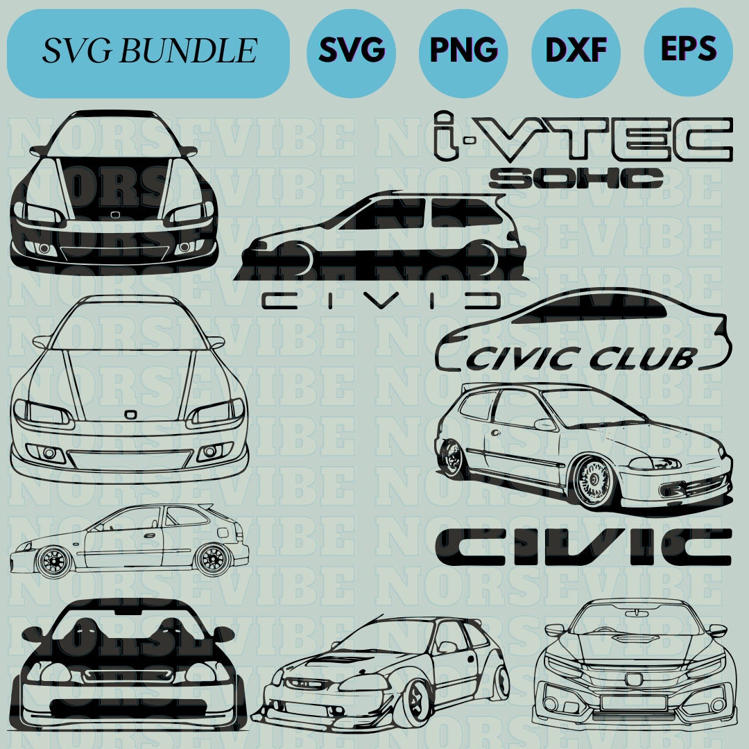 Civic Svg Bundle, Drift Racing Drag Civic Vtec Sticker, Civic Sticker ...
