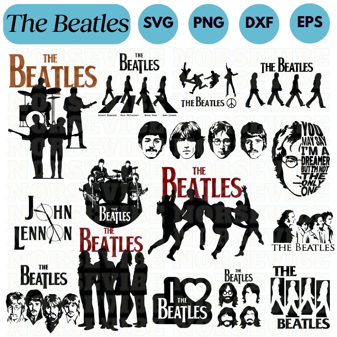 The Beatles SVG Bundle, The Beatles Png, Rock Music SVG, John Lennon ...