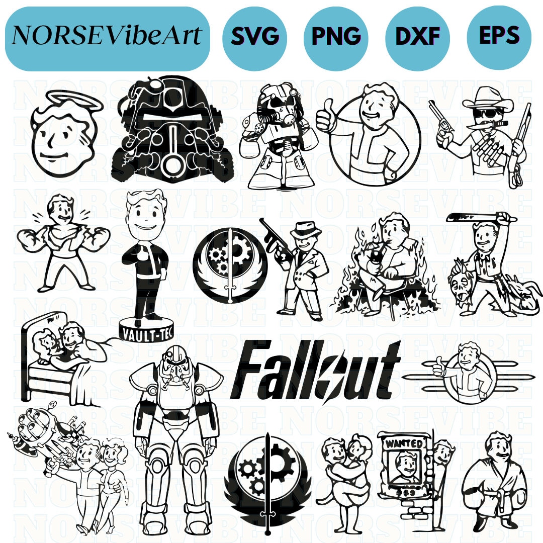 20 Fallout Svg Bundle, Fallout Shelter SVG, Fallout Mask Svg, Vault Boy ...