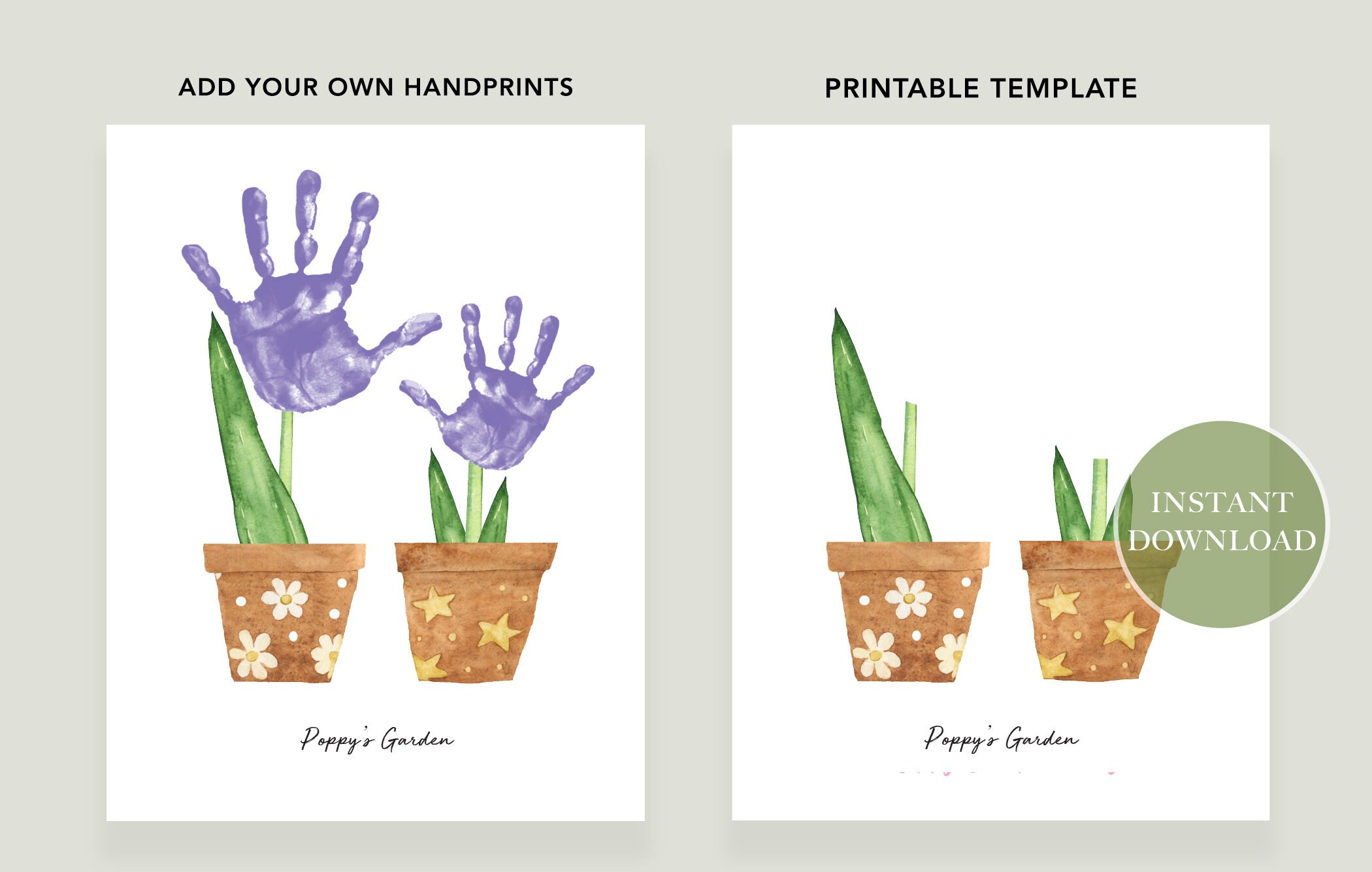 Poppy's Garden Flowers Printable Handprint Craft Art Baby Toddler Child ...