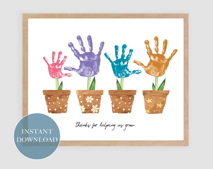 Thank You for Helping Me Grow Handprint Craft Art 1 Flower Hand Baby Toddler Child DIY Gift for ...
