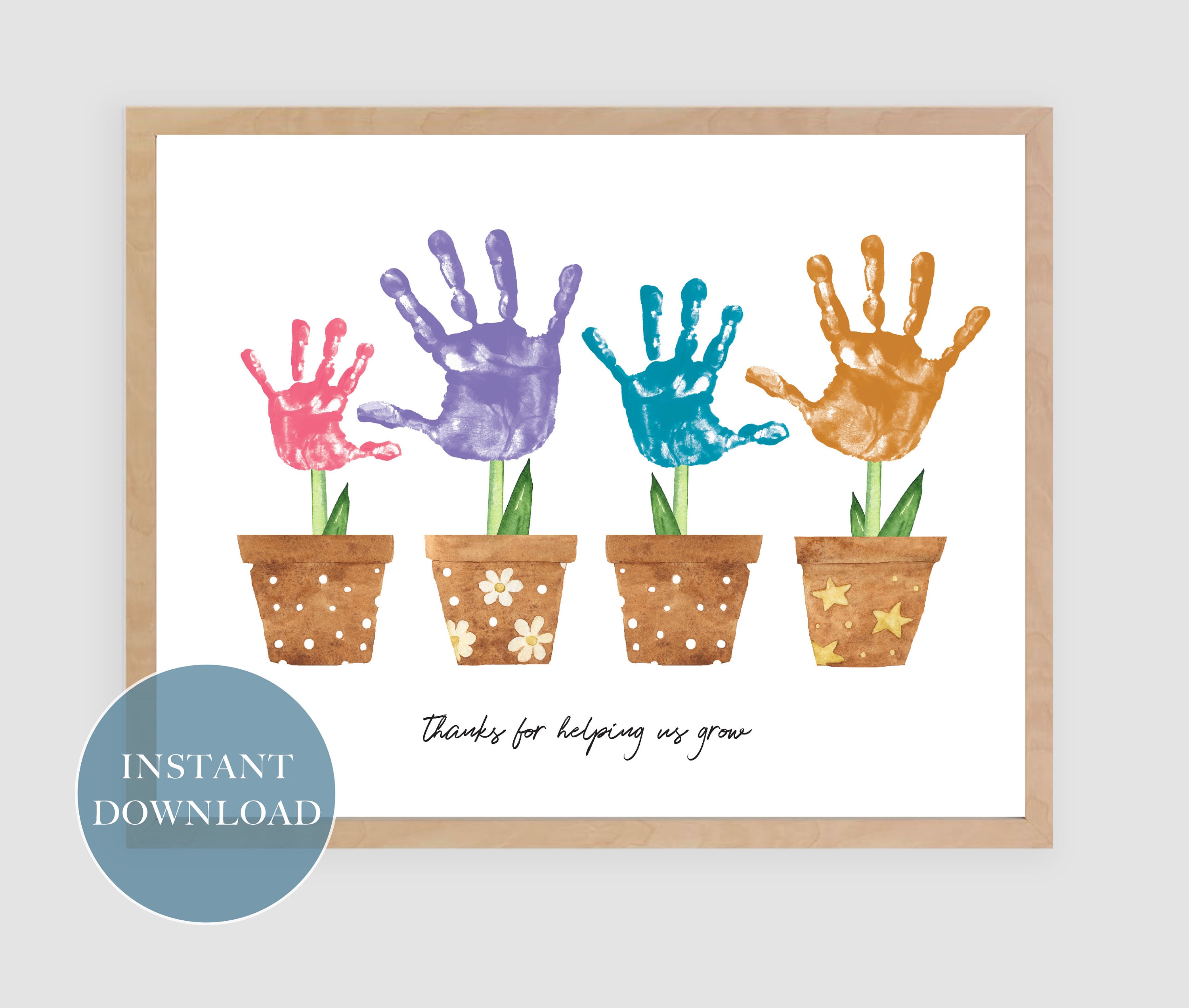 Thanks for Helping Us Grow Sibling Handprint Craft Art | 4 Hands | Baby ...