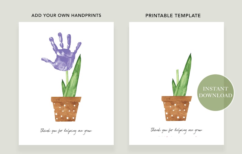 Thank You for Helping Me Grow Handprint Craft Art 1 Flower - Etsy
