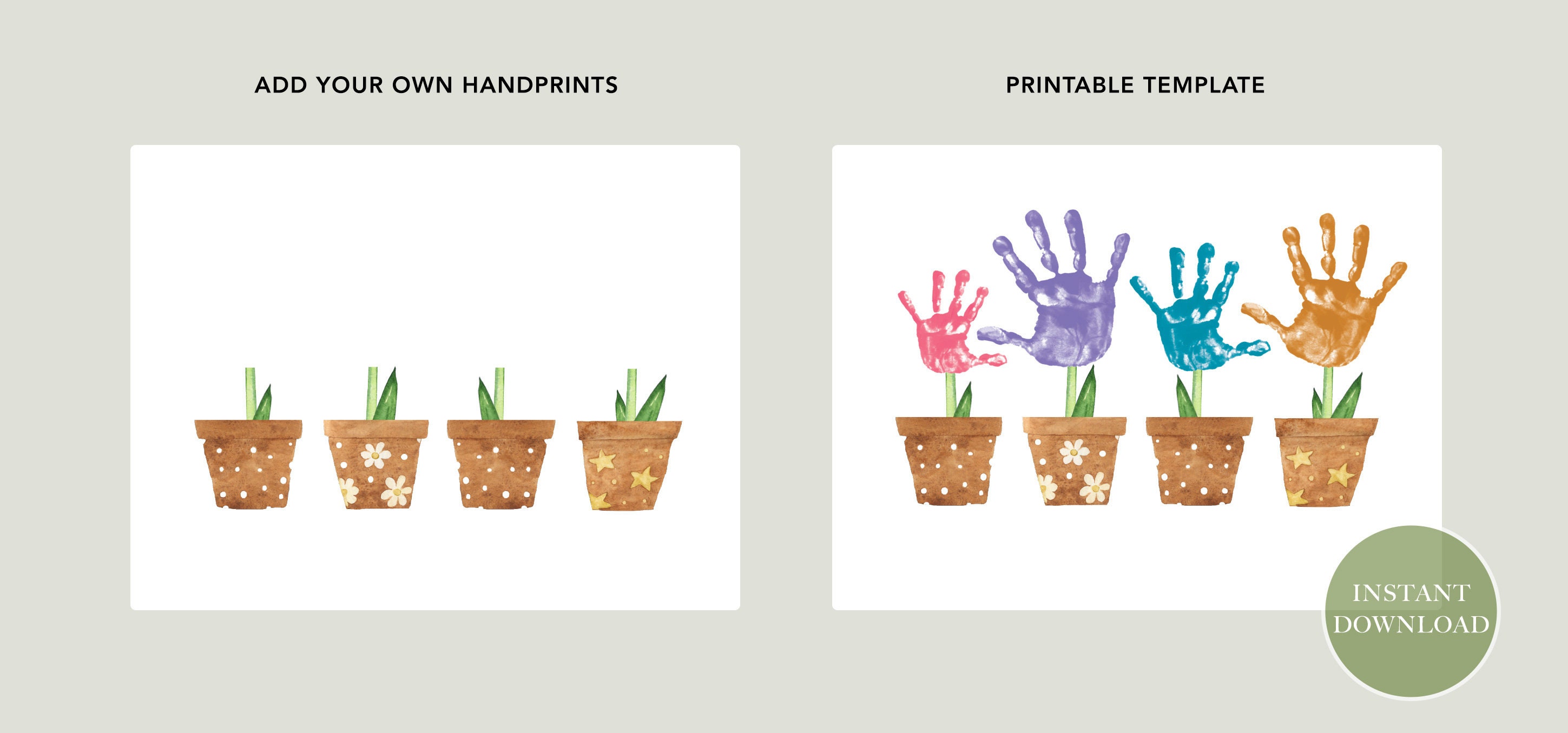 Flowers in Ceramic Pot Four Sibling Handprint Craft Art | 4 Hands ...
