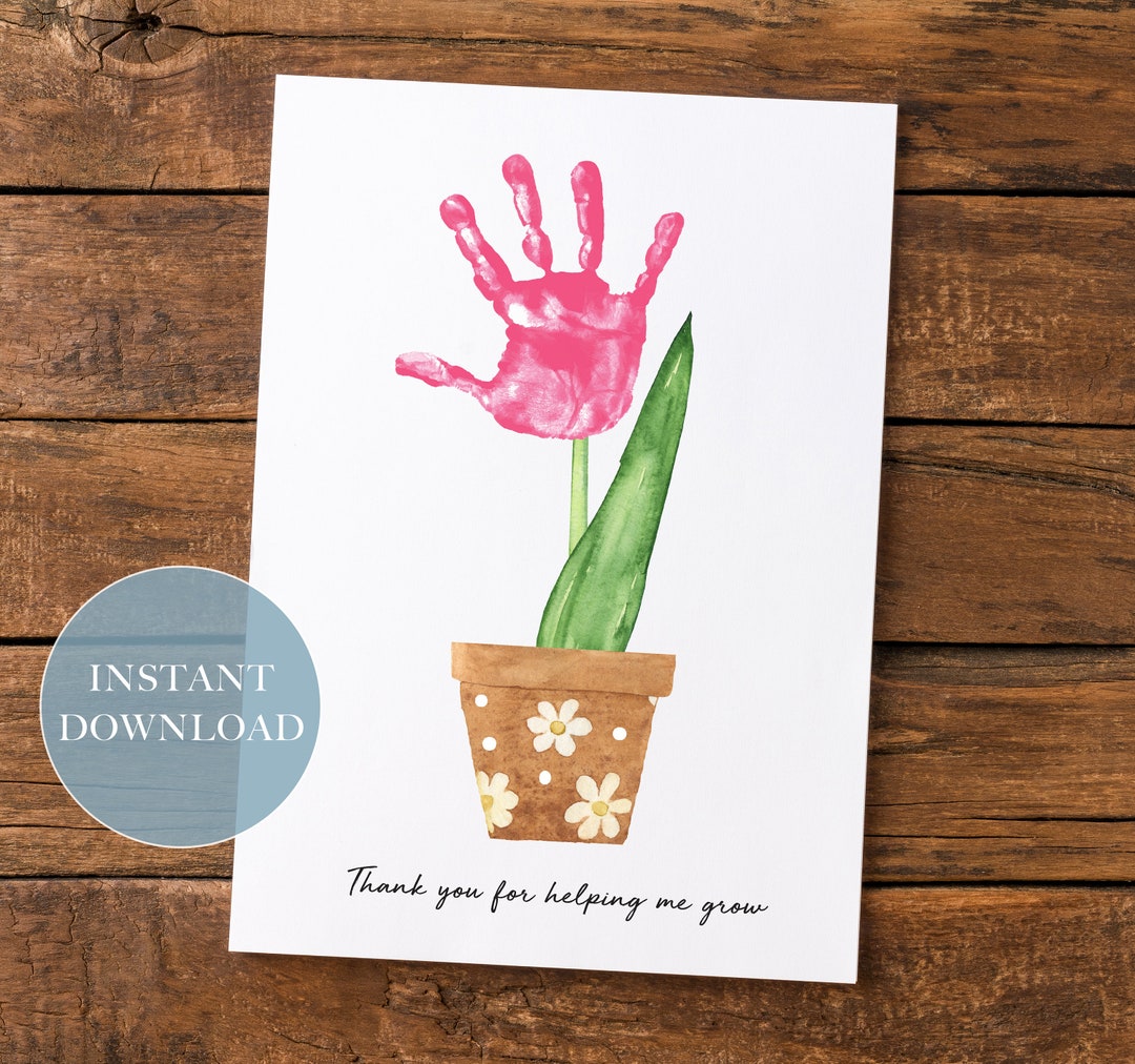 Thank You for Helping Me Grow Handprint Craft Art | 1 Flower Hand | Baby Toddler Child | DIY ...