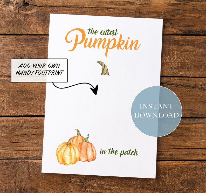Cutest Pumpkin in the Patch Fall Handprint Craft Art | Baby Toddler ...