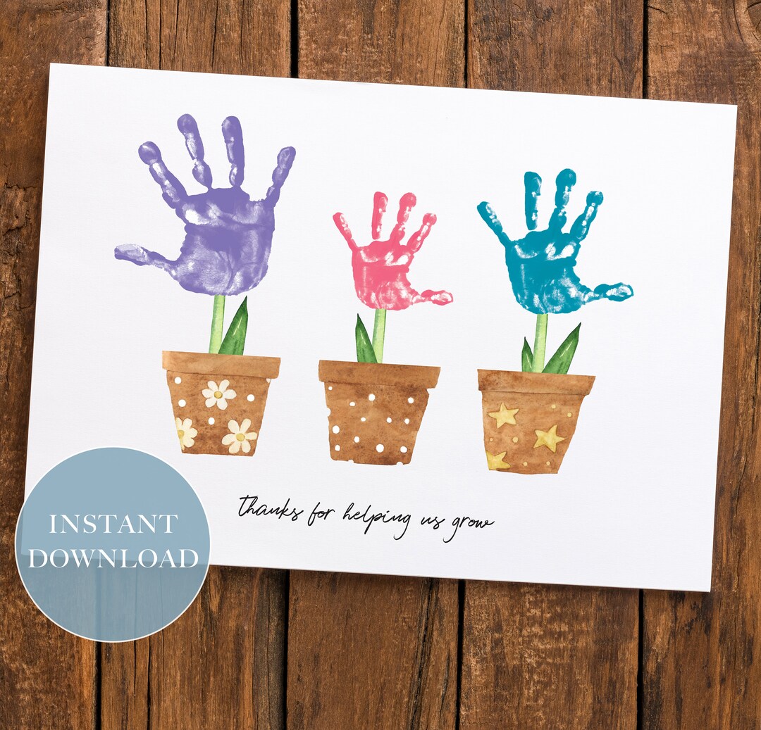 Thanks for Helping Us Grow Sibling Handprint Craft Art | 3 Hands | Baby ...