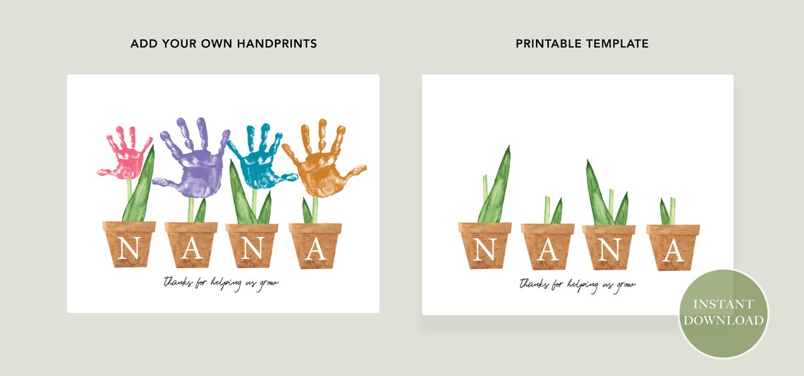 Nana Thanks for Helping Us Grow Sibling Handprint Craft Art | 3 Hands ...