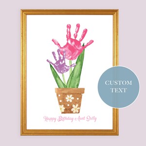 Personalized | Two Hands Printable Handprint Craft Flower Art | Baby ...