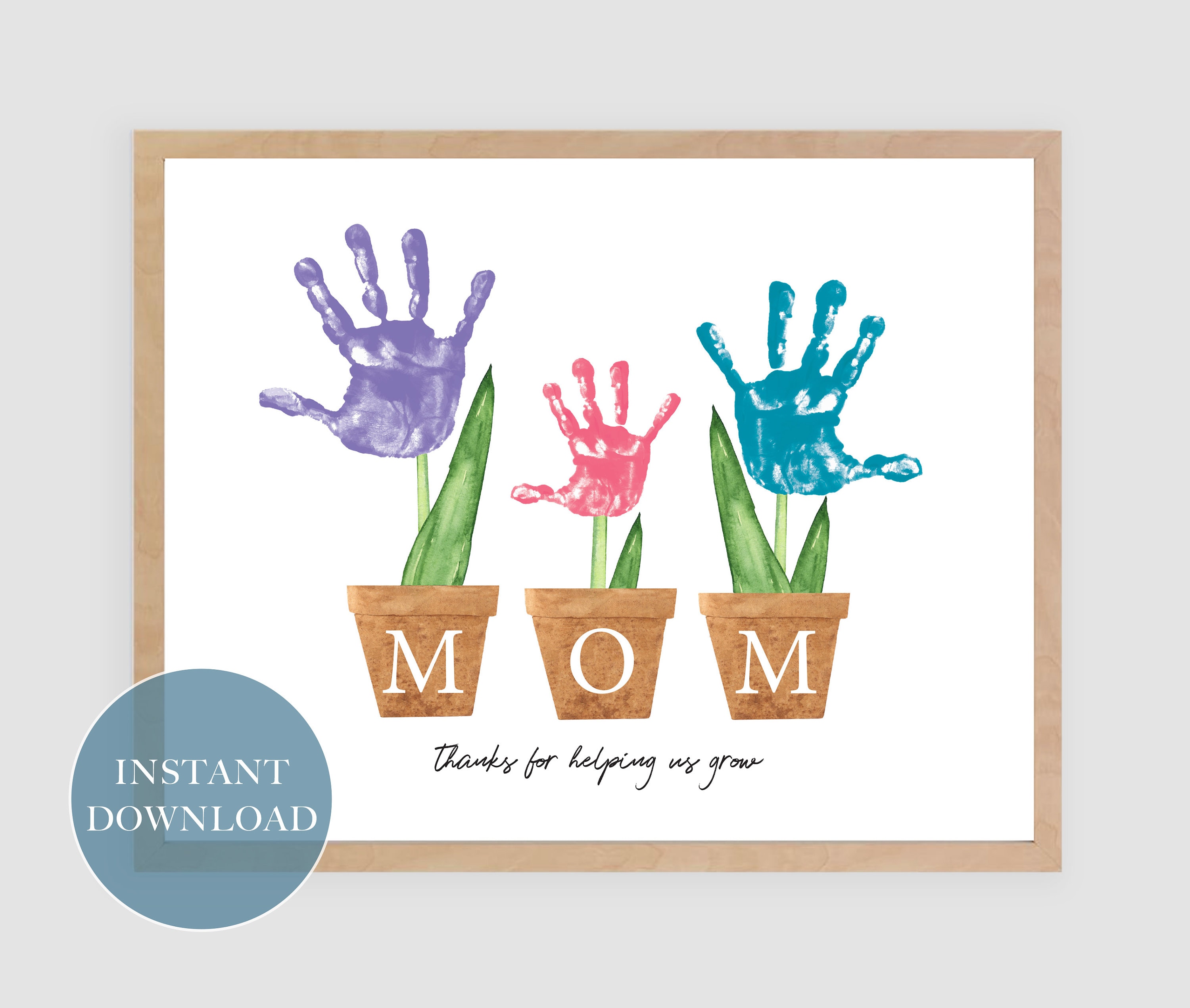 Handprint Flower Keepsake Printable Thanks For Helping Us Grow Gift