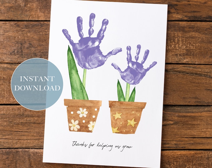 Thank You for Helping Me Grow Handprint Craft Art | 1 Flower Hand | Baby Toddler Child | DIY ...