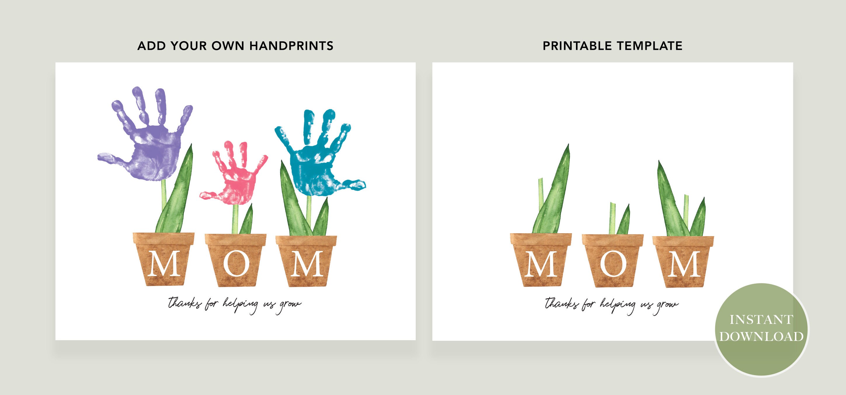 Mom Thanks for Helping Us Grow Sibling Handprint Craft Art | 3 Hands ...