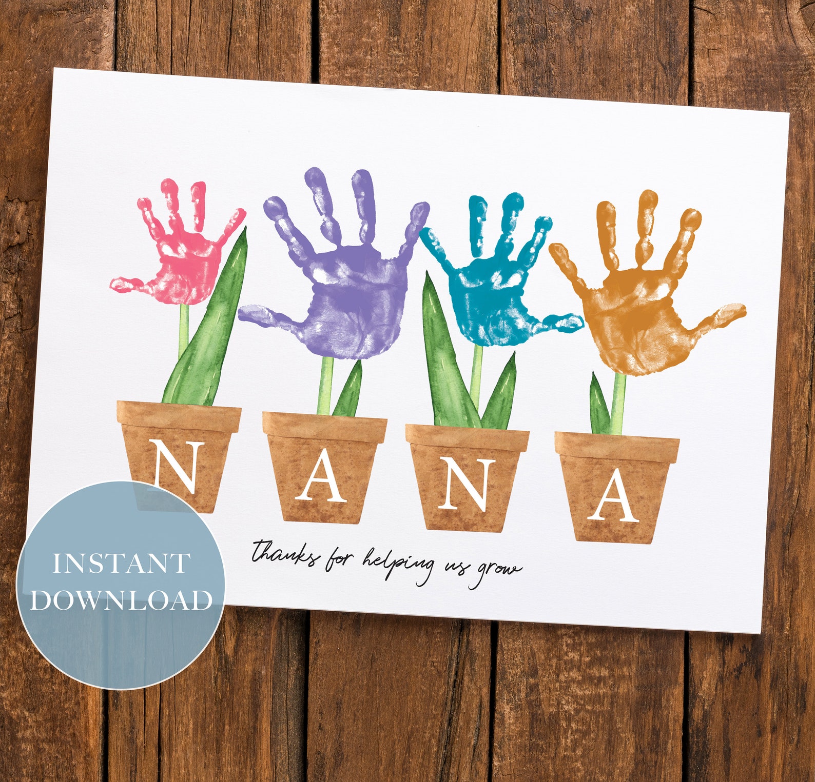 Nana Thanks for Helping Us Grow Sibling Handprint Craft Art | 3 Hands ...