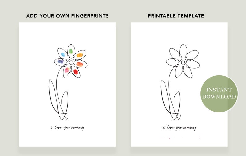 I Love You Mommy Printable Fingerprint Craft Art | Baby Toddler | Decor ...