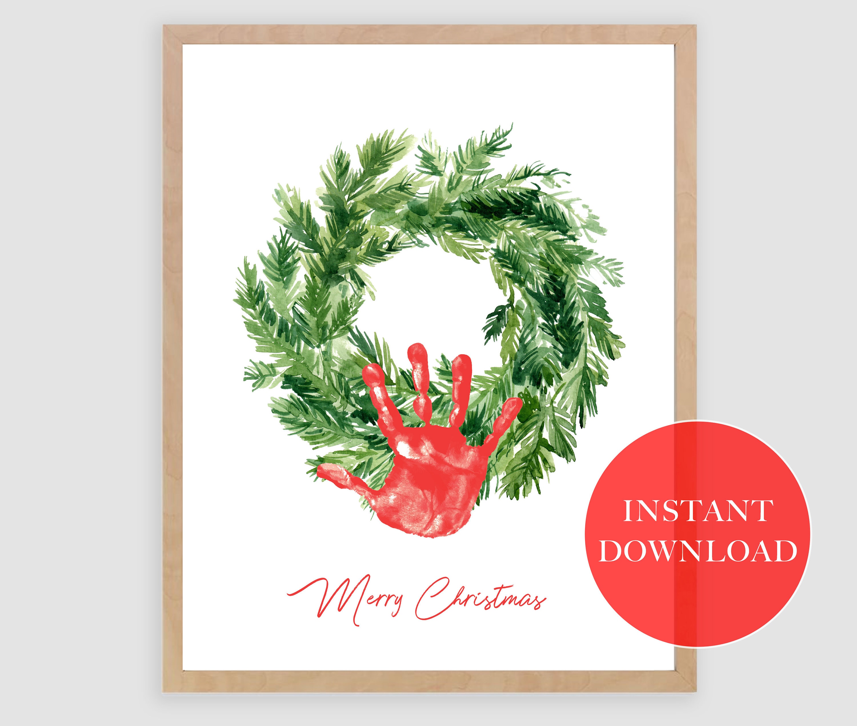 Merry Christmas Holiday Wreath Hand Print Craft Art | Baby Toddler ...