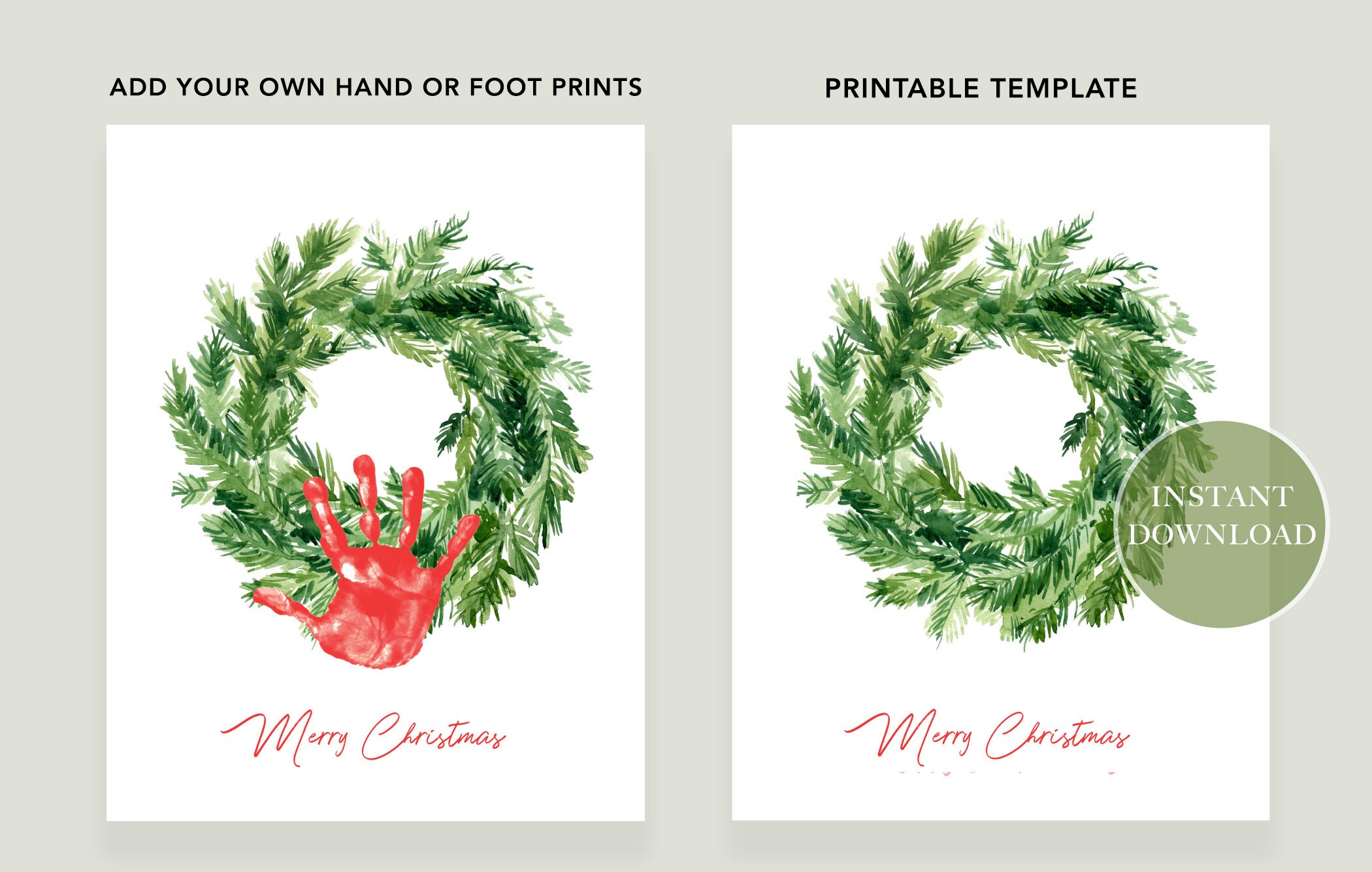 Merry Christmas Holiday Wreath Hand Print Craft Art | Baby Toddler ...