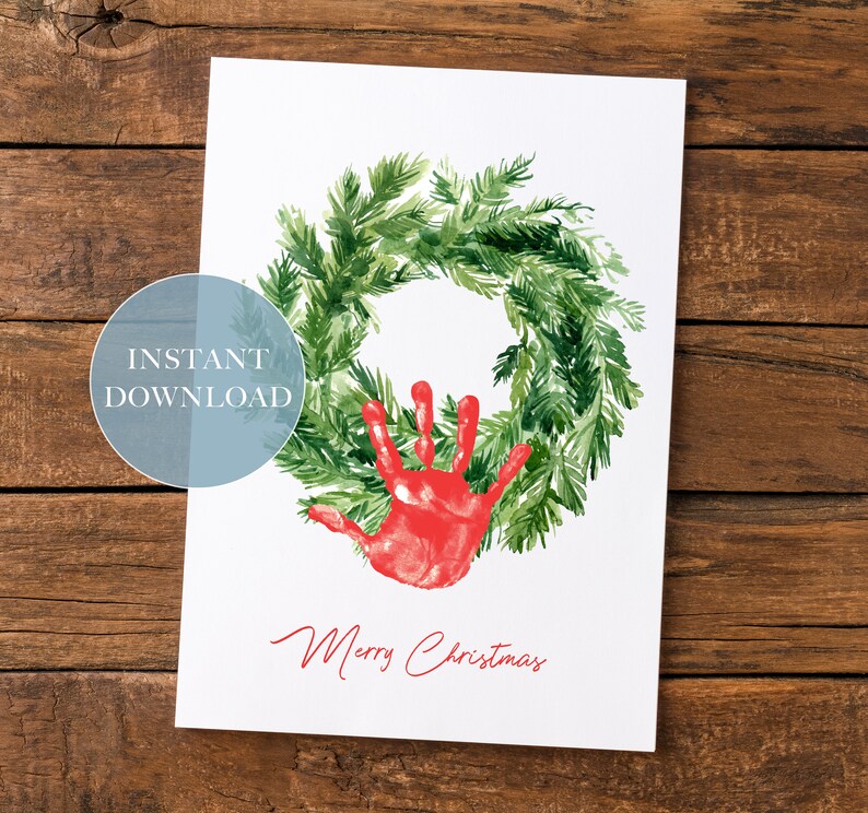 Merry Christmas Holiday Wreath Hand Print Craft Art | Baby Toddler ...