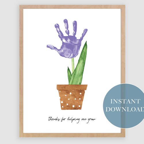 Thanks for Helping Me Grow Handprint Craft Art 1 Flower Hand - Etsy