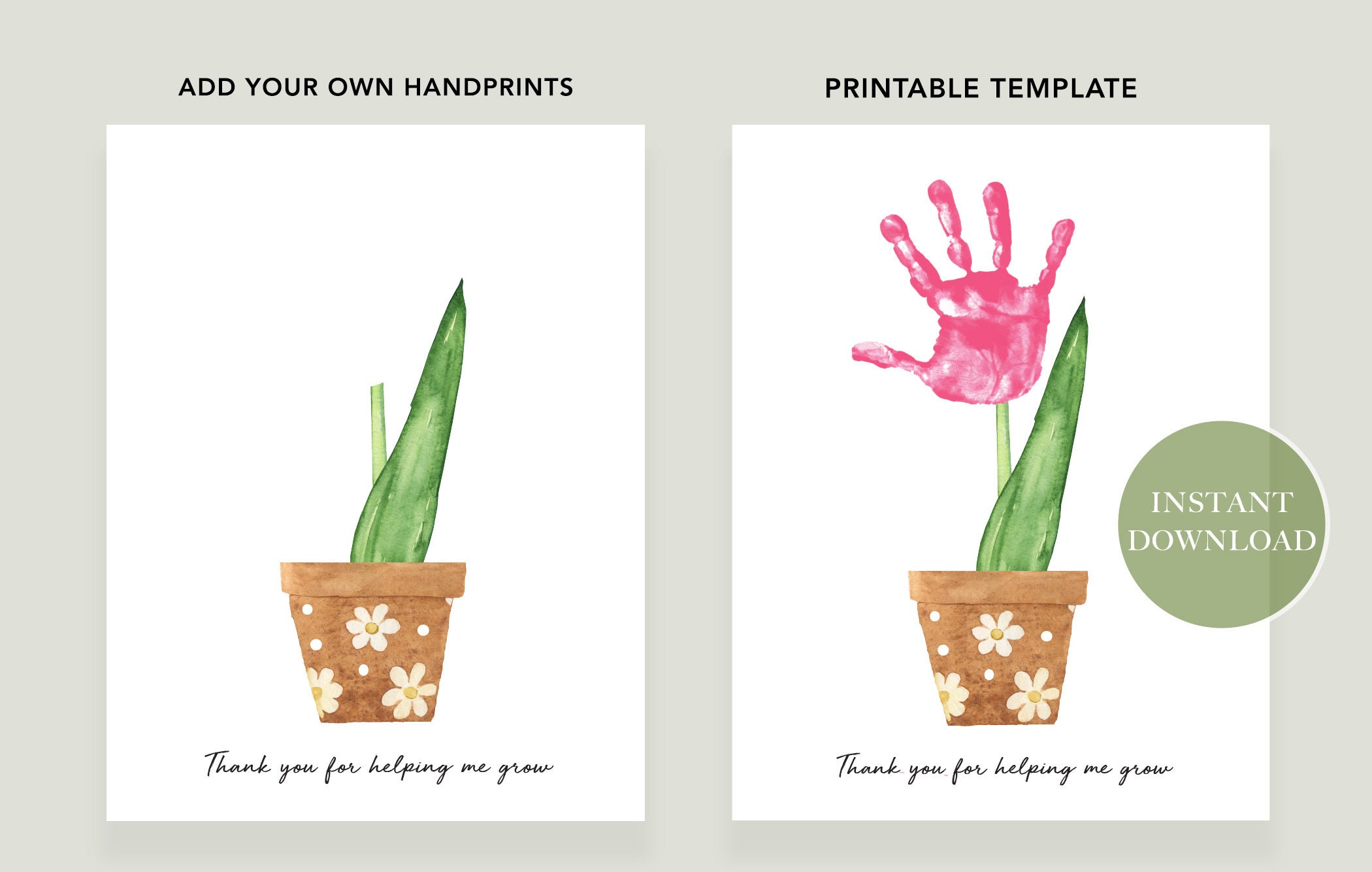 Thank You for Helping Me Grow Handprint Craft Art | 1 Flower Hand | Baby Toddler Child | DIY ...