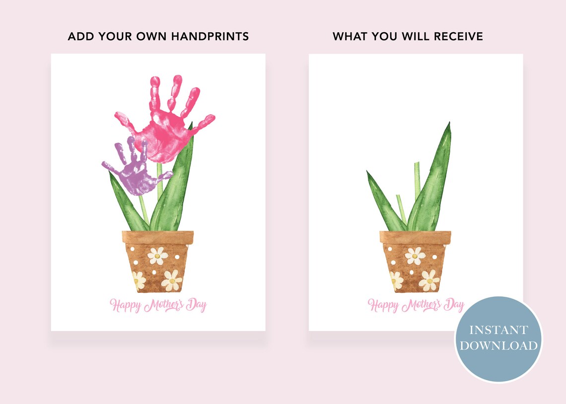 Happy Mother's Day Sibling Handprint Craft Art | Tulip 2 or 3 Hands ...