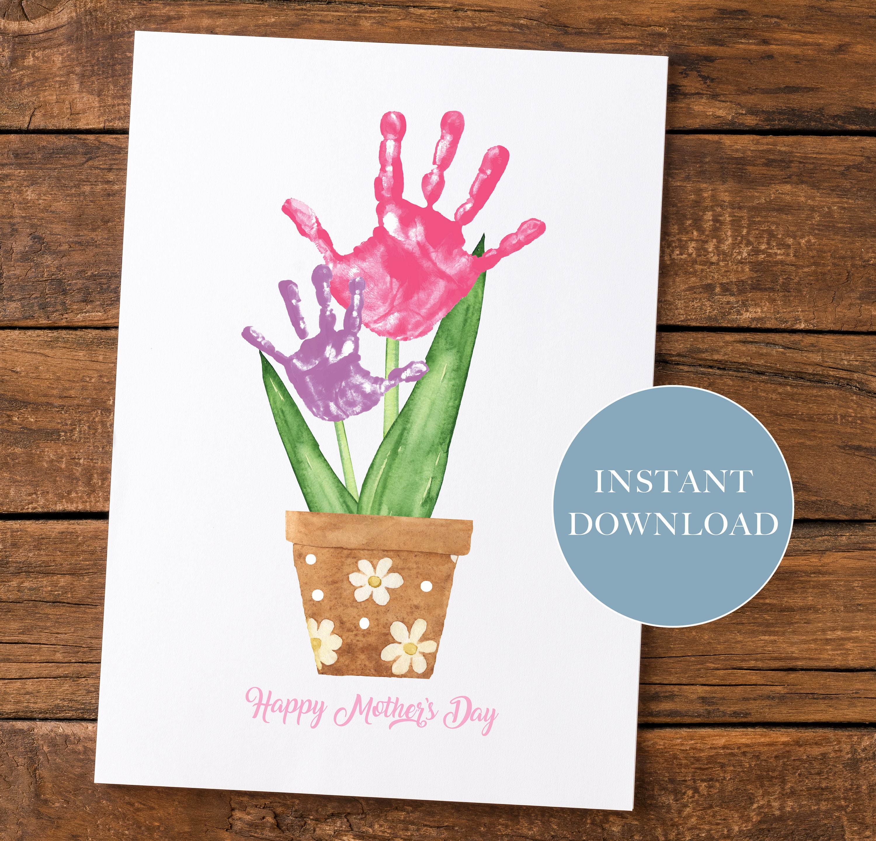 Happy Mother's Day Sibling Handprint Craft Art | Tulip 2 or 3 Hands ...