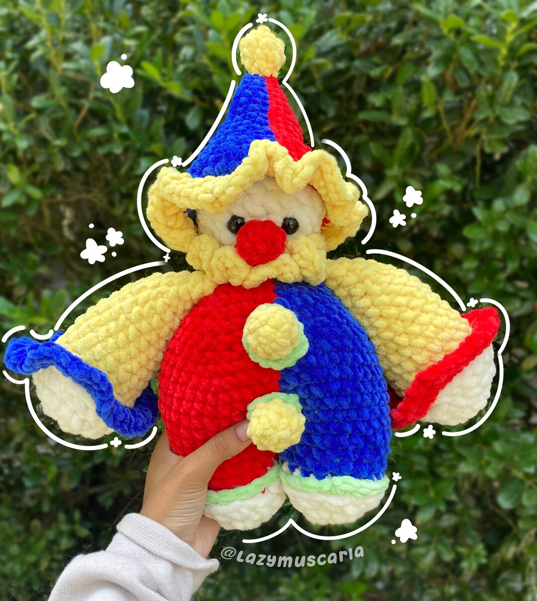 Clown Amigurumi Handmade Plush Handcrafted Clowncore/kidcore Plushy ...
