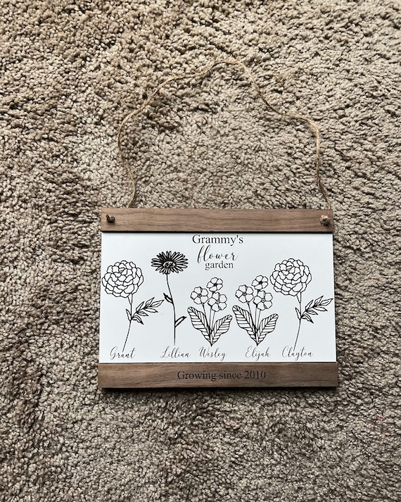 Birth Flower Family Garden Garden Sign Hanging Wall Floral - Etsy