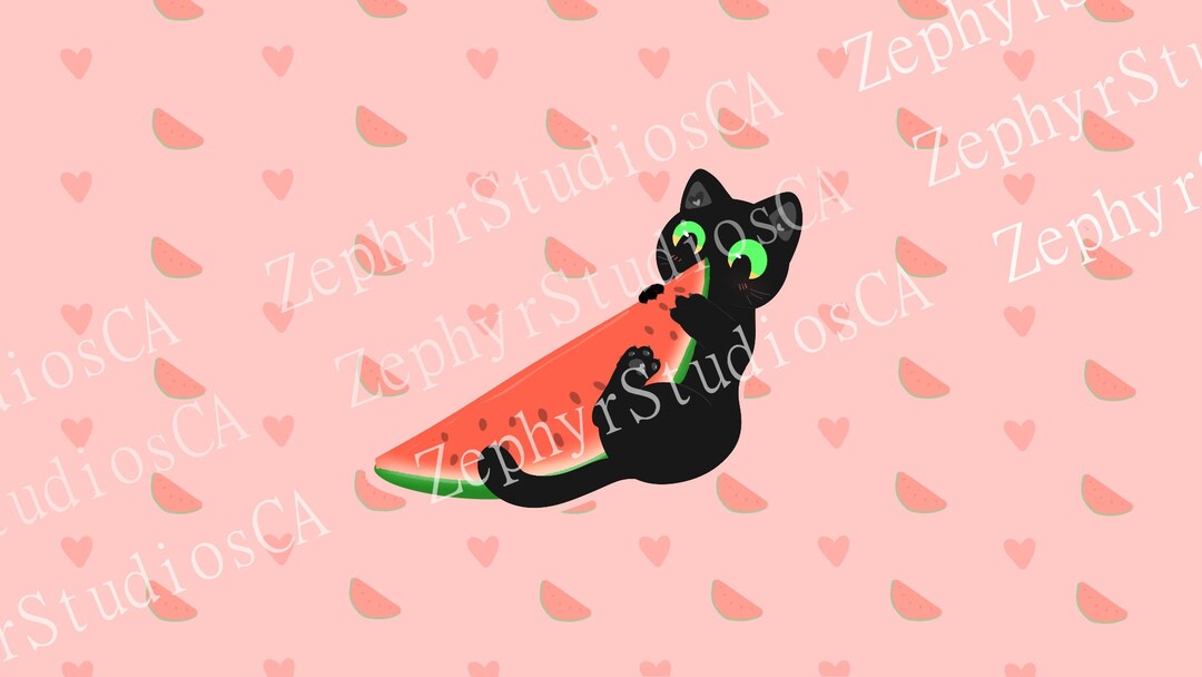 Watermelon Kitty Digital Download Background - Etsy