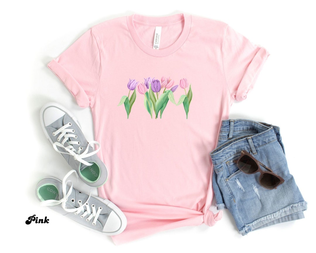 Tulip T-shirt, Tulip Flowers Shirt, Women's Floral T-shirt, Spring ...