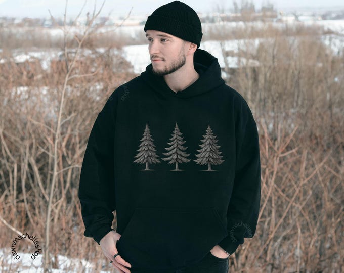 Pine Tree Hoodie, Evergreen Trees, Forest Sweatshirt, Tree Hoodie, Gift ...