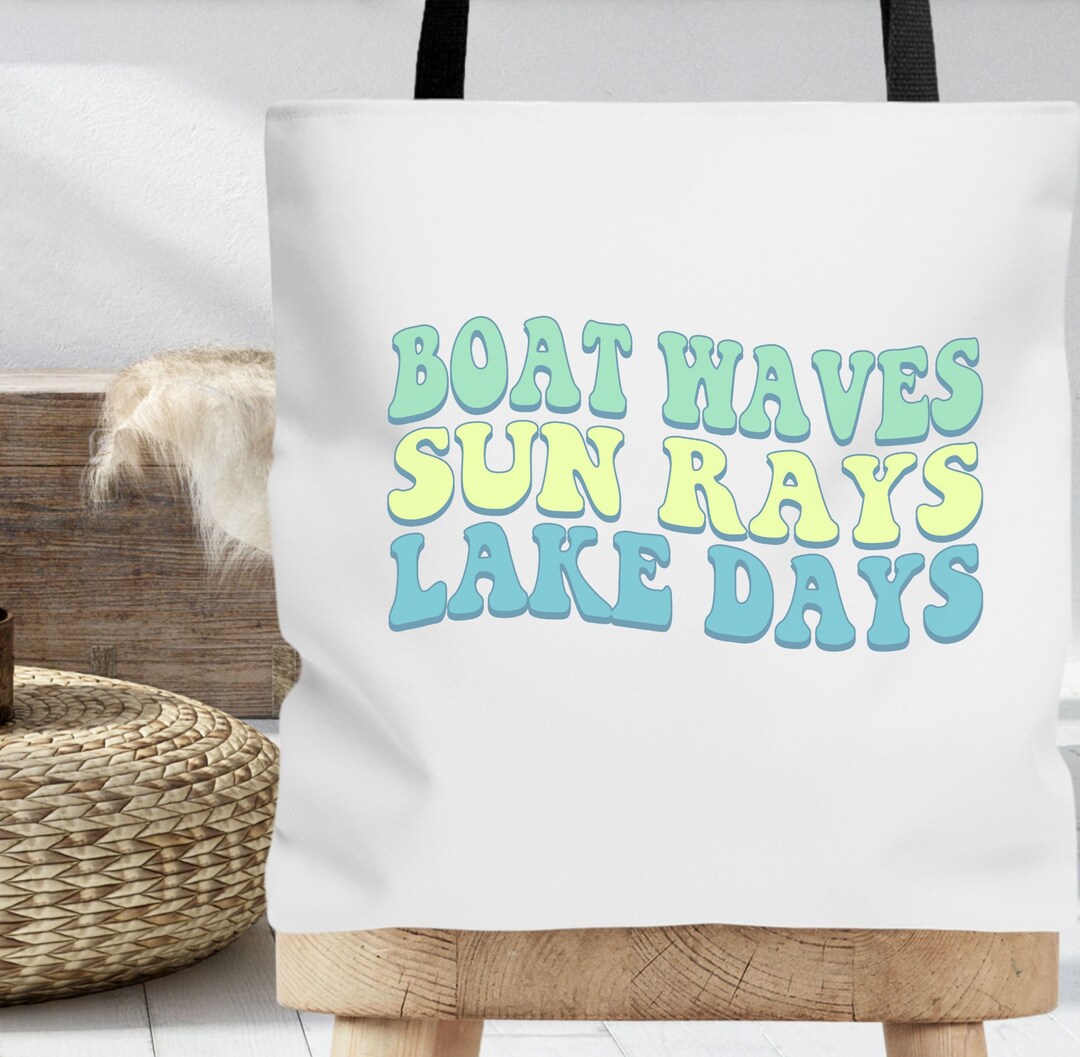 Boat Waves Sun Rays Lake Days AOP Tote Bag, Lake Tote Bag, Travel Tote ...