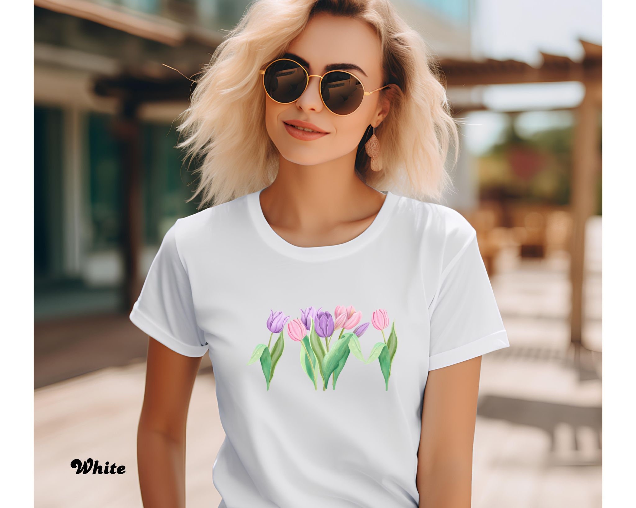 Watercolor Tulip T-shirt: Women's Floral Spring-summer Tee - Etsy