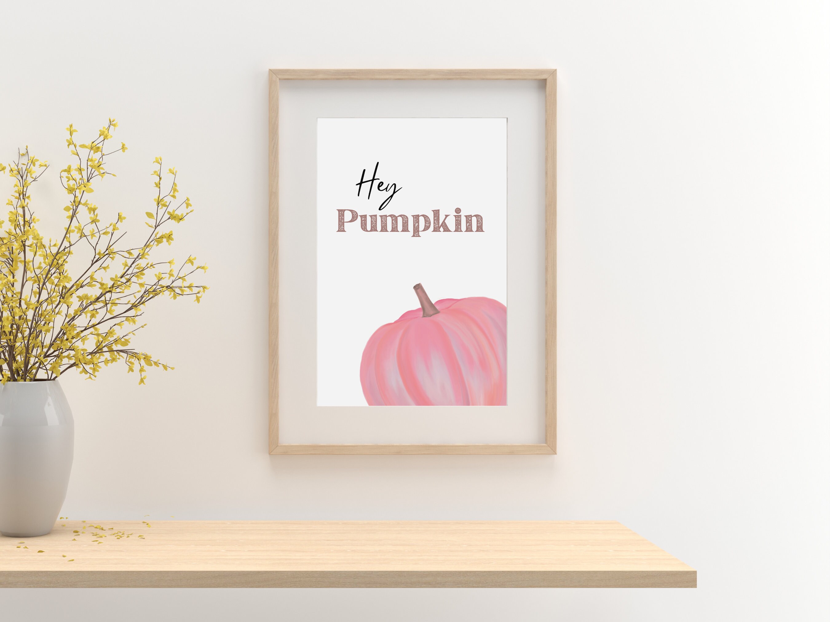 Hey Pumpkin Printable Wall Art, Pink Pumpkin Decor, Hello Pumpkin ...