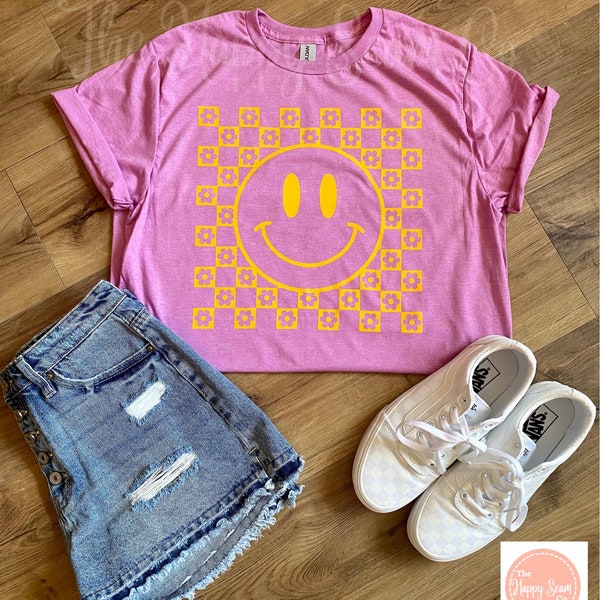 Smiley Face Checkered Shirt - Etsy