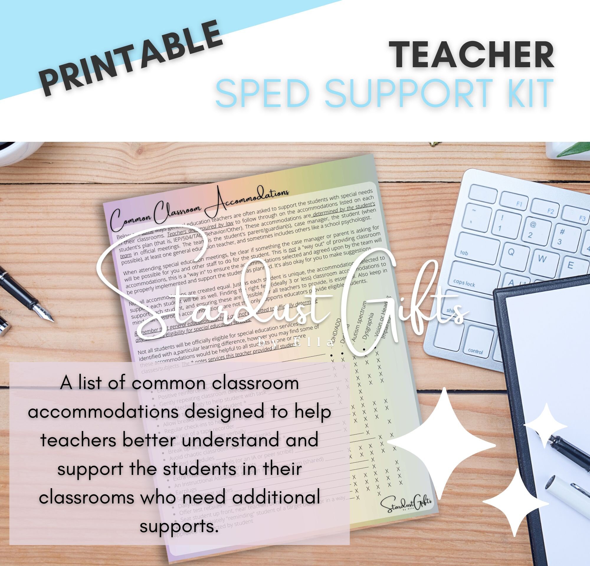PRINTABLE Teacher SPED Support Kit General Education - Etsy