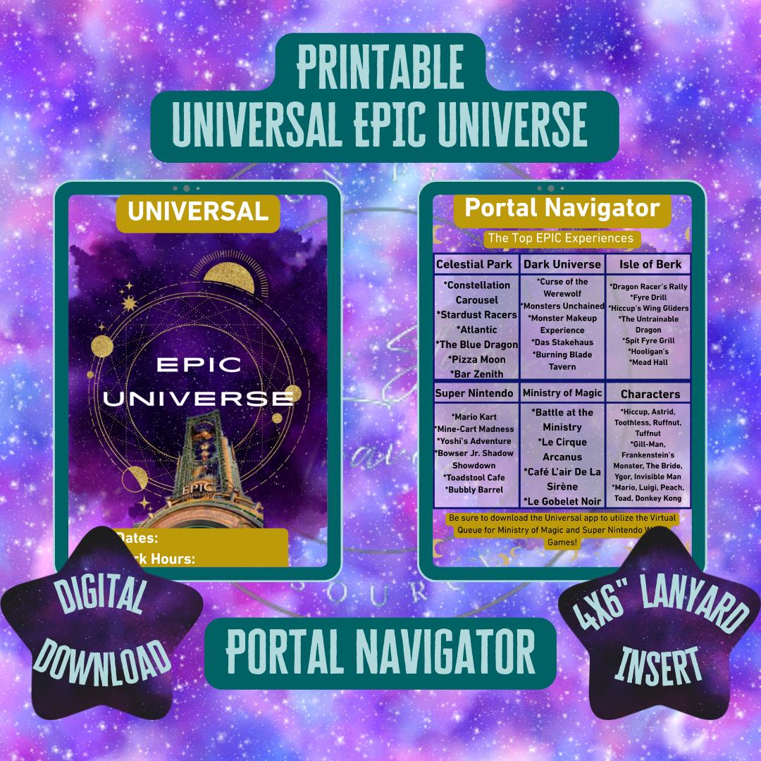 Universal Epic Universe Printable Lanyard | Portal Navigator Map & Ride ...